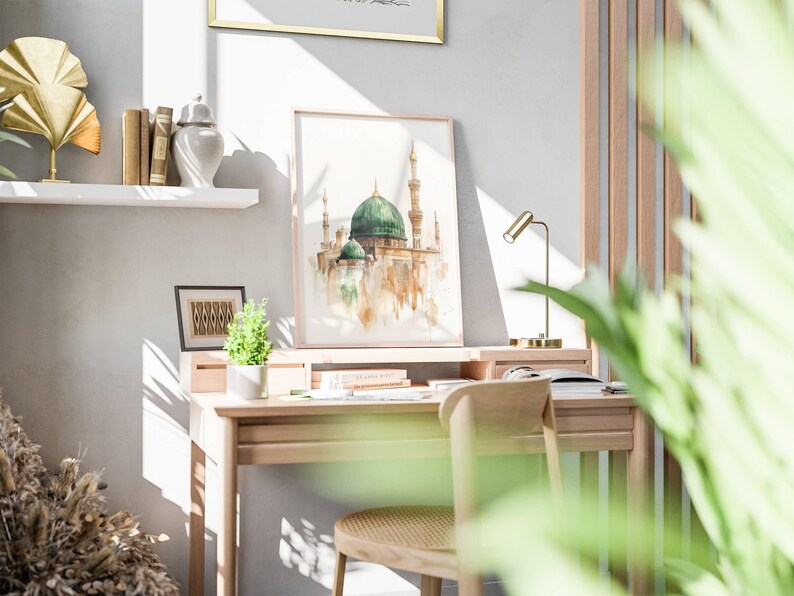 Al-masjid An-nabawi Mosque Art: Islamic Watercolor Print (digital ...