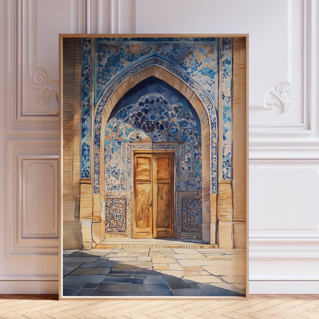 Islamic Door Design Geometric Door Art Turquoise and Gold Decor Islamic ...