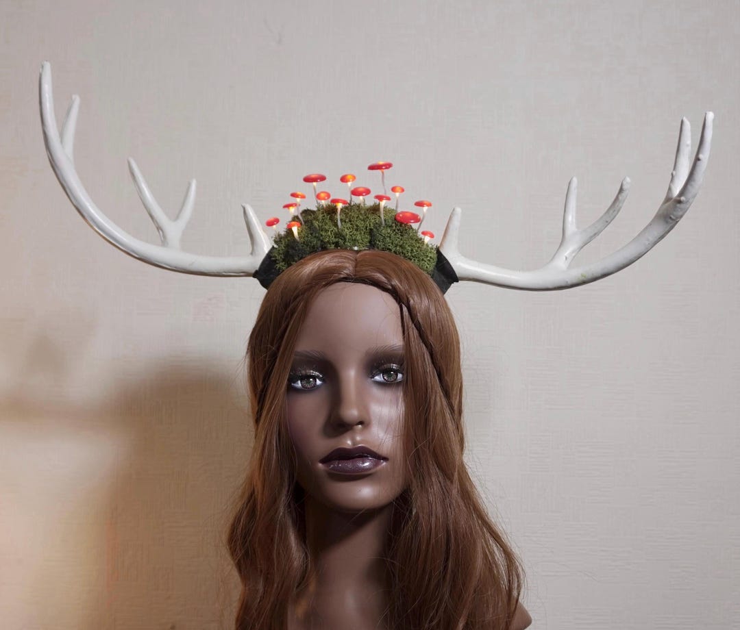Deer Antlers With Glowing Mushroom Headband/ Headpiece/ Halloween ...