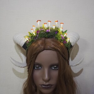 Ram Horns With Glowing Mushroom Headband/ Headpiece/ Costume/ Whimsical ...
