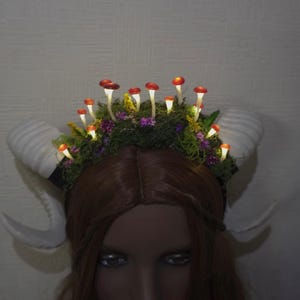 Ram Horns With Glowing Mushroom Headband/ Headpiece/ Costume/ Whimsical ...