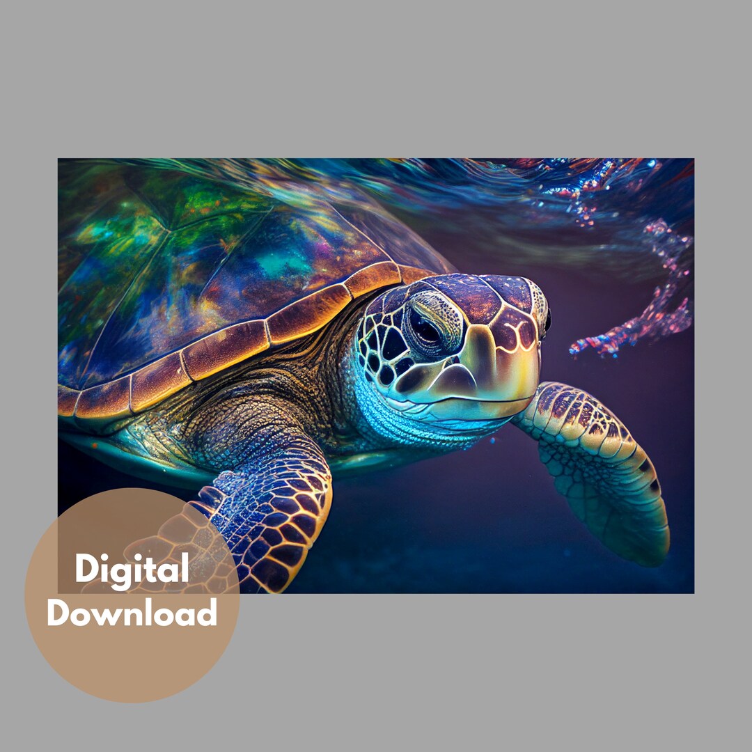 Iridescent Sea Turtle Print - Instant Download - 5 Sizes From 7x5 to ...