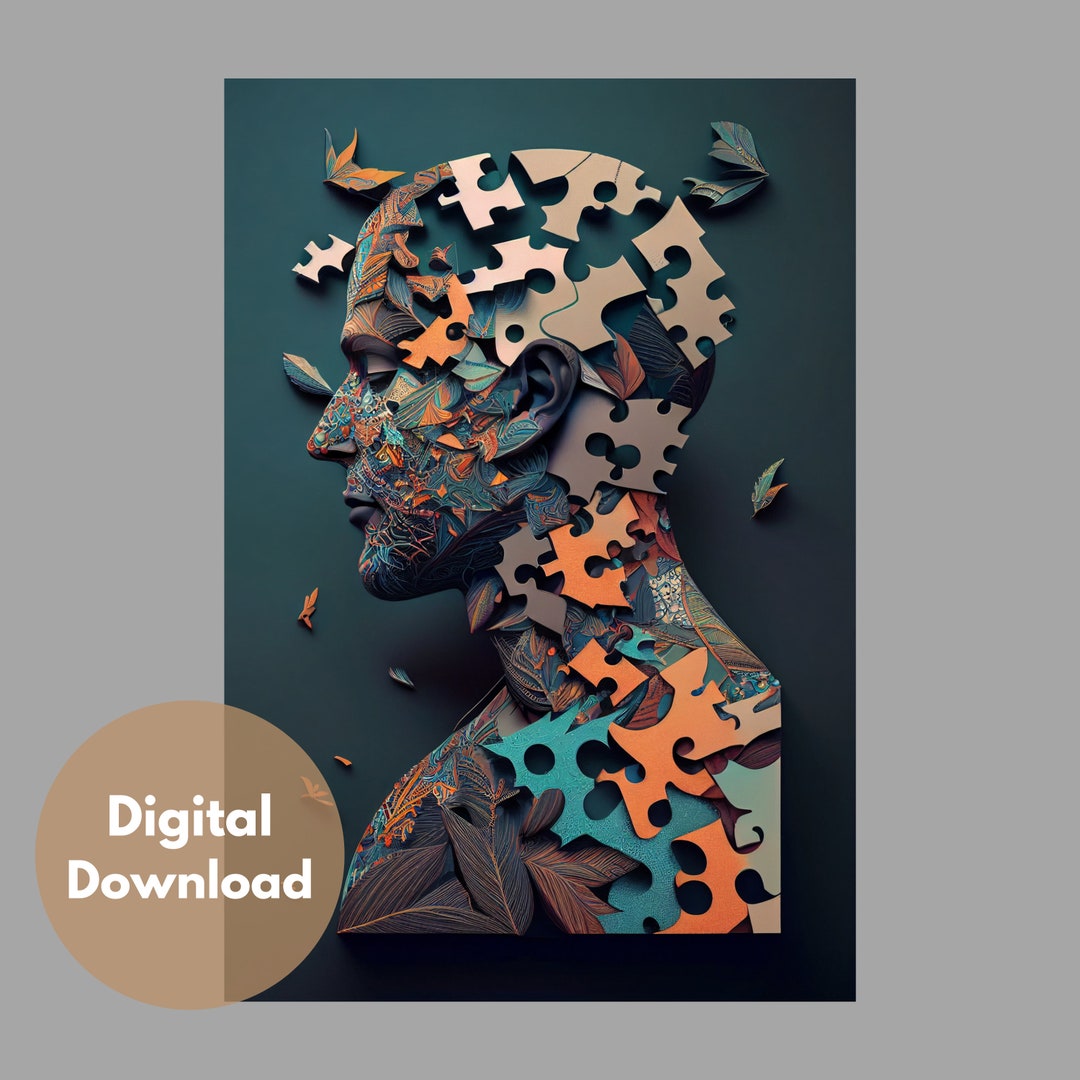 Surrealistic Puzzle Man Print - Instant Download - 5 Sizes From 5x7 to ...