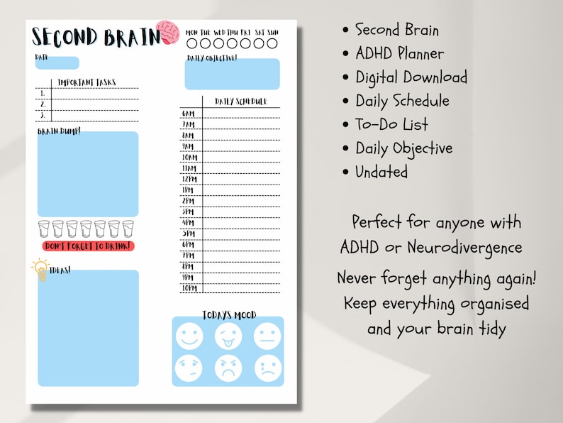 Digital Adhd Planner Undated Planner Daily Adhd Planner Printable ...