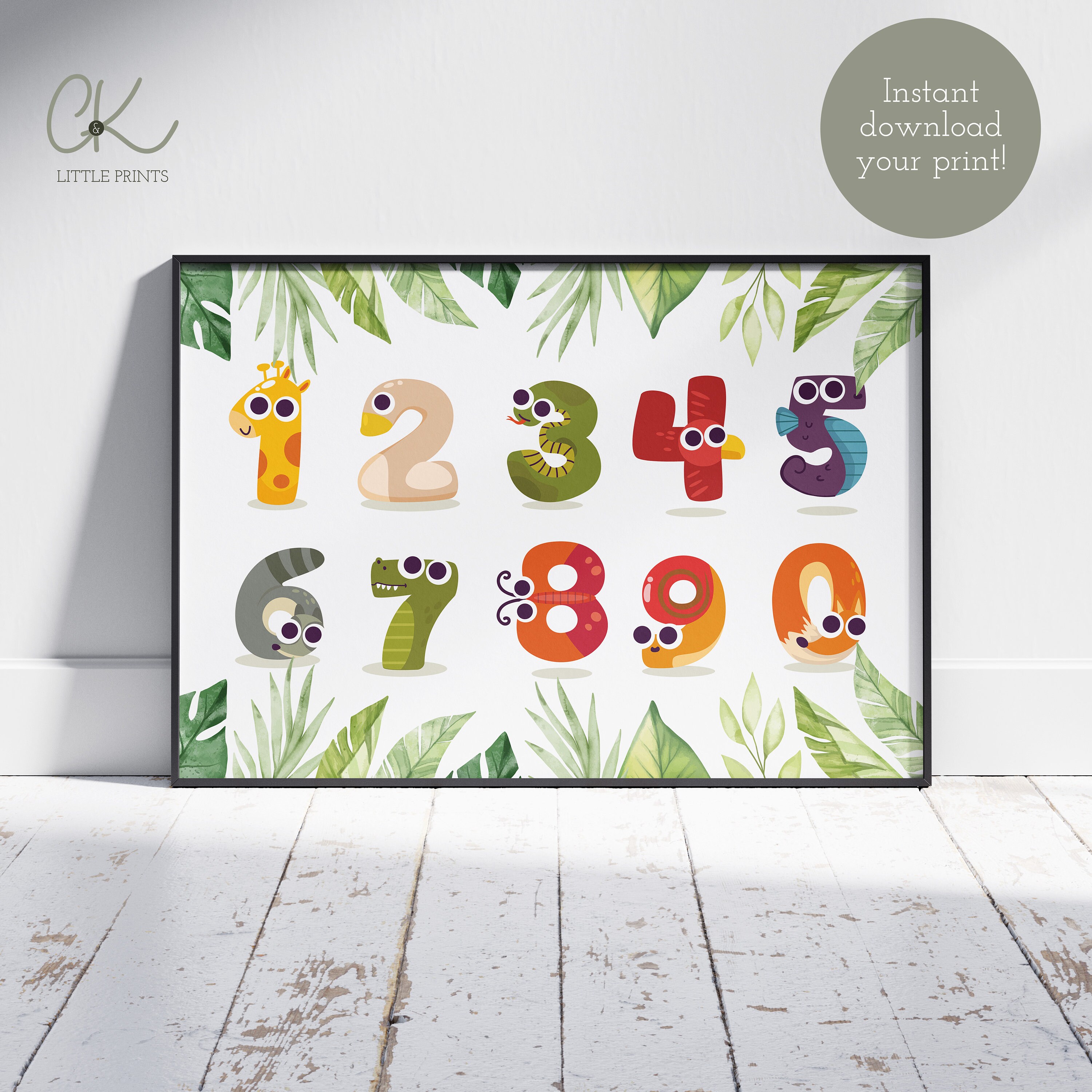 Jungle Numbers Poster | Landscape | Printable | Instant | Wall Art (A4 ...