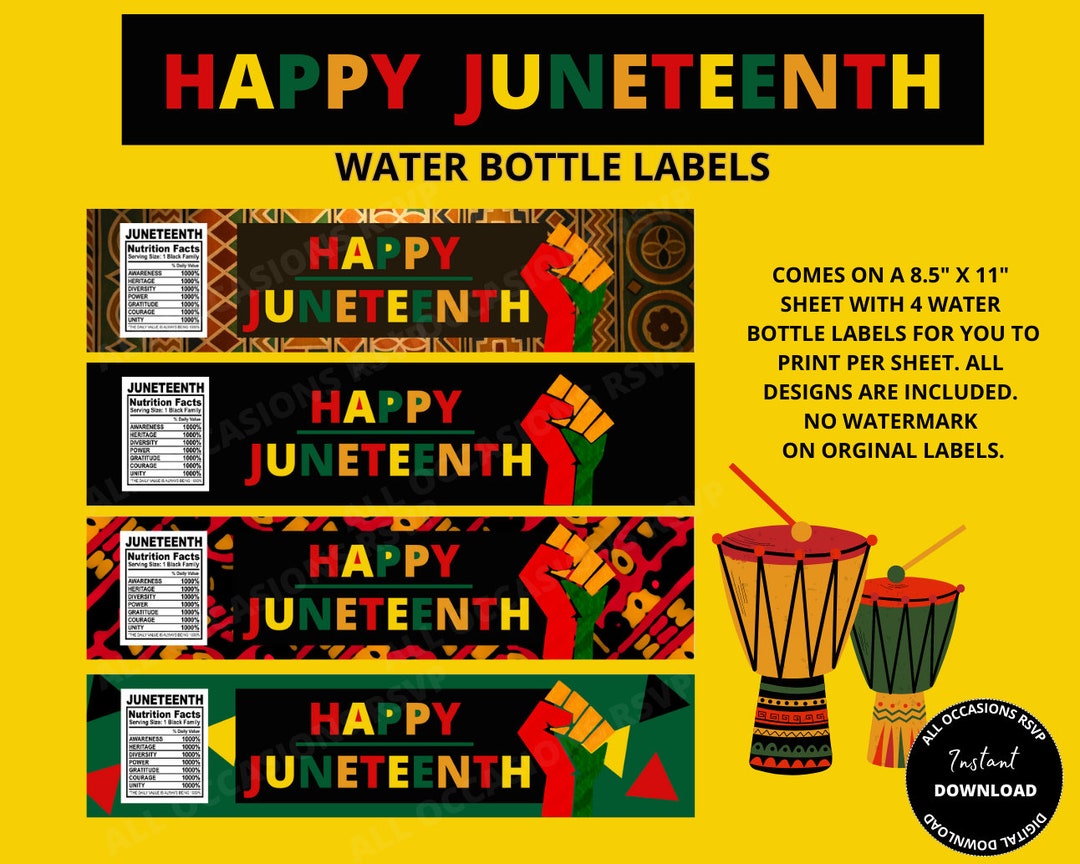 Happy Juneteenth Water Bottle Labels - Etsy