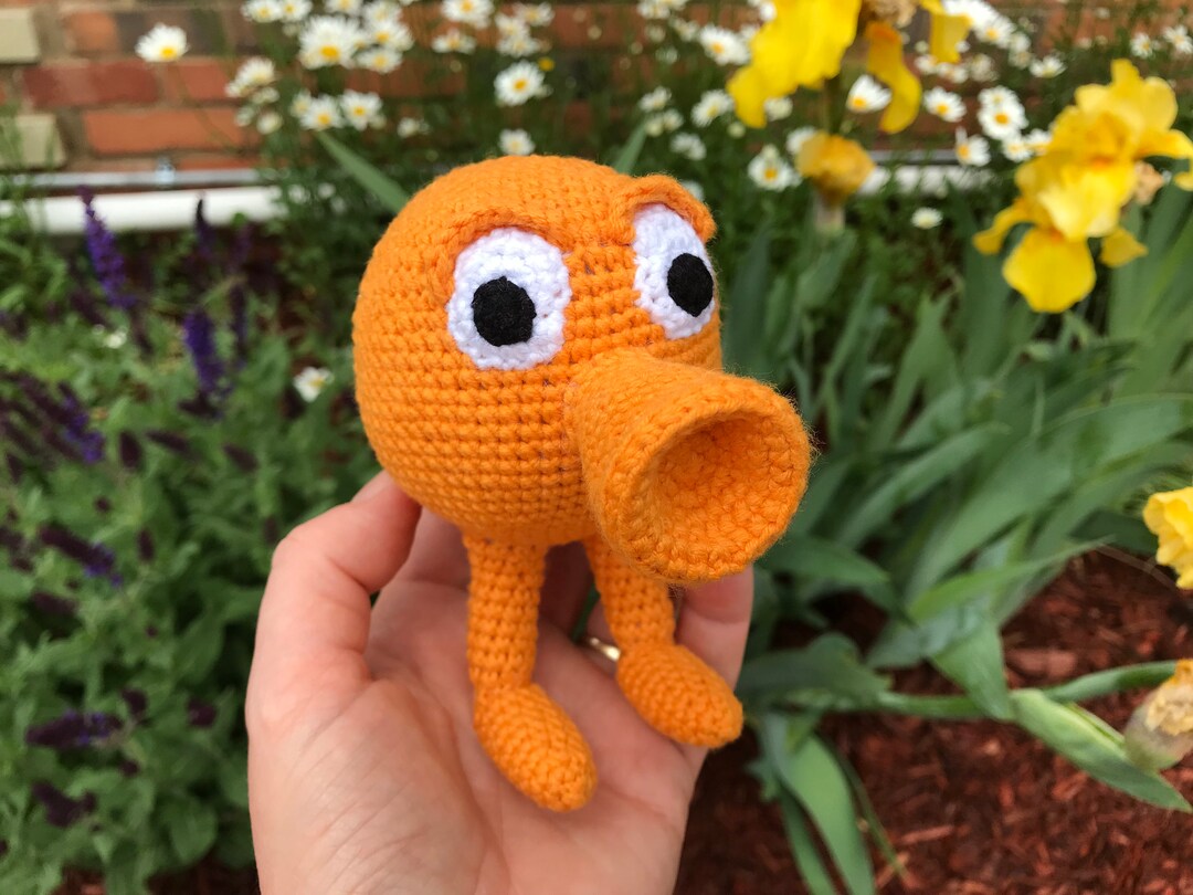 Qbert Crochet Plushie Inspired Custom Toy Original Gift Crocheted Hero ...