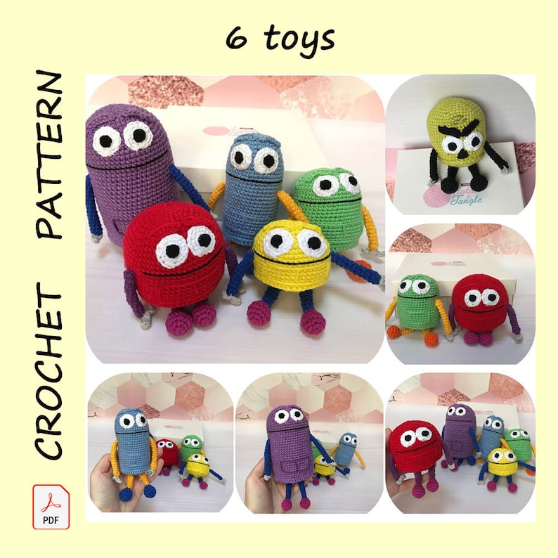 Storybots Inspired Crochet Pattern of 6 Toys Amigurumi Bright Tutorial ...