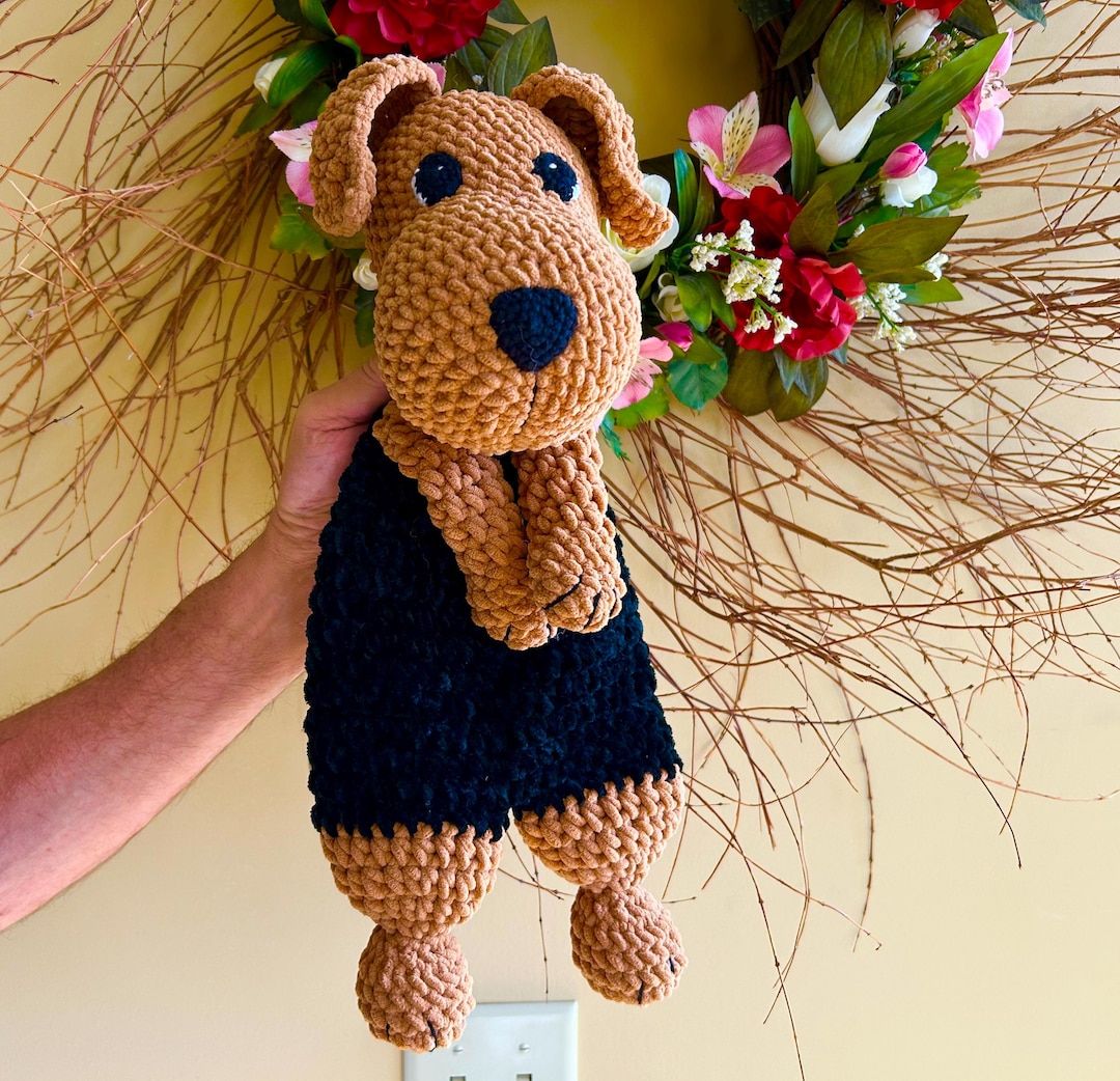 Airedale Terrier Puppy Lovey Crocheted Snuggler Woobie Blanket Animal ...