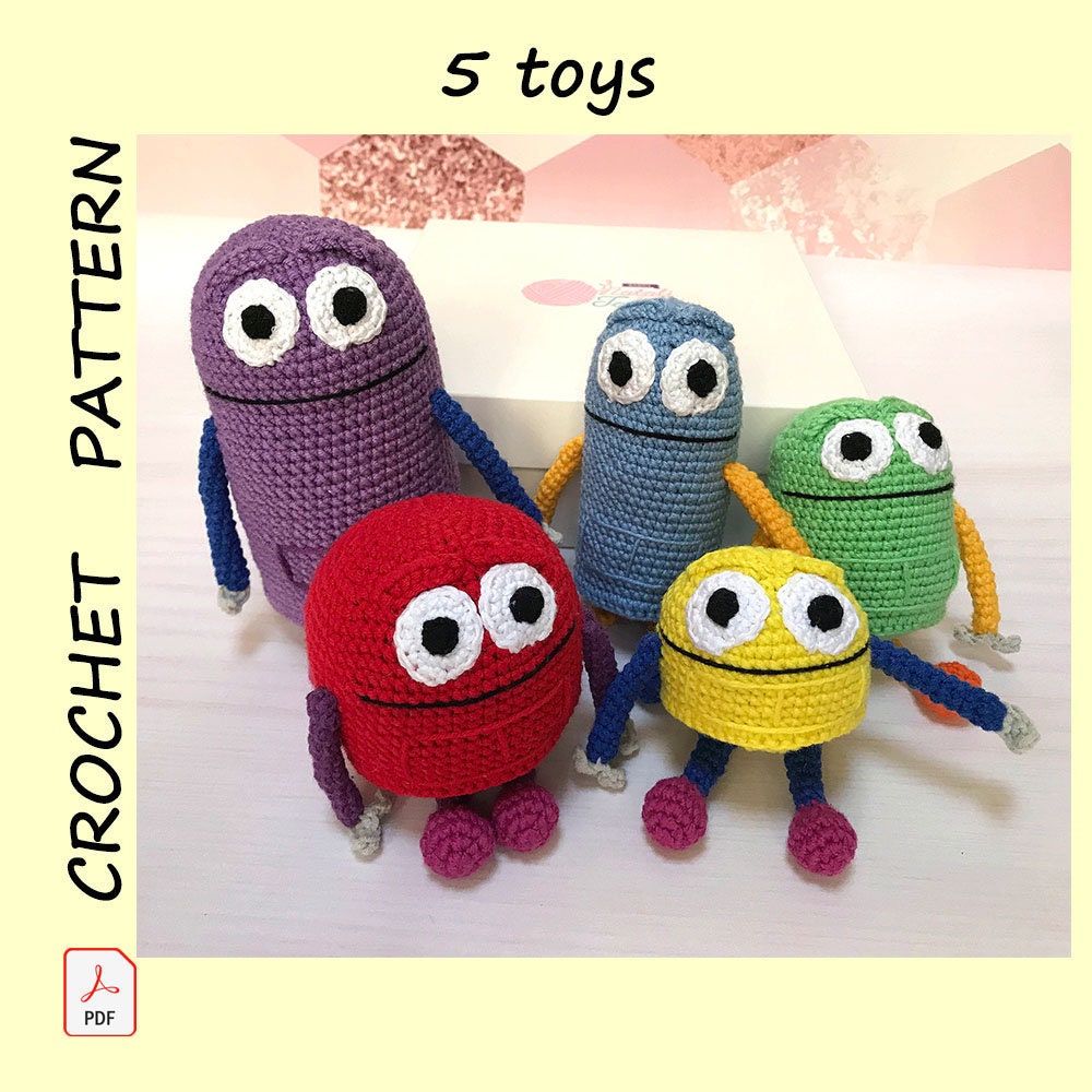 Storybots Crocheted Inspired Pattern of 5 Toys Stuffed Amigurumi ...