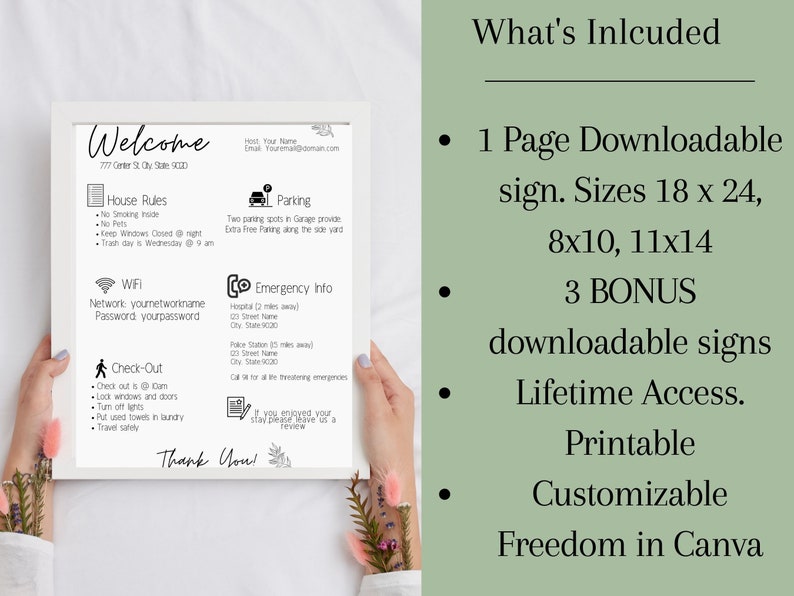 Editable Airbnb House Signs| Guest Arrival Poster Template, Made in ...