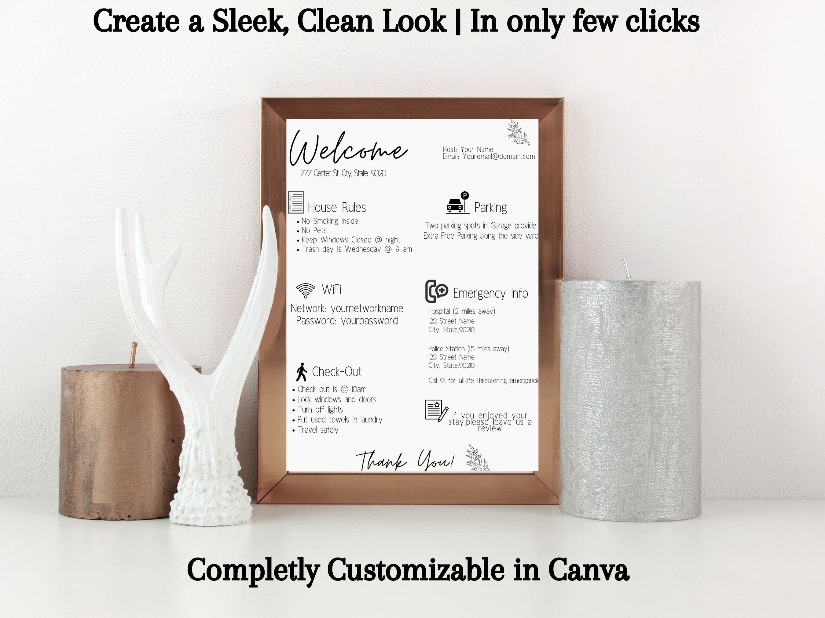 Editable Airbnb House Signs| Guest Arrival Poster Template, Made in ...
