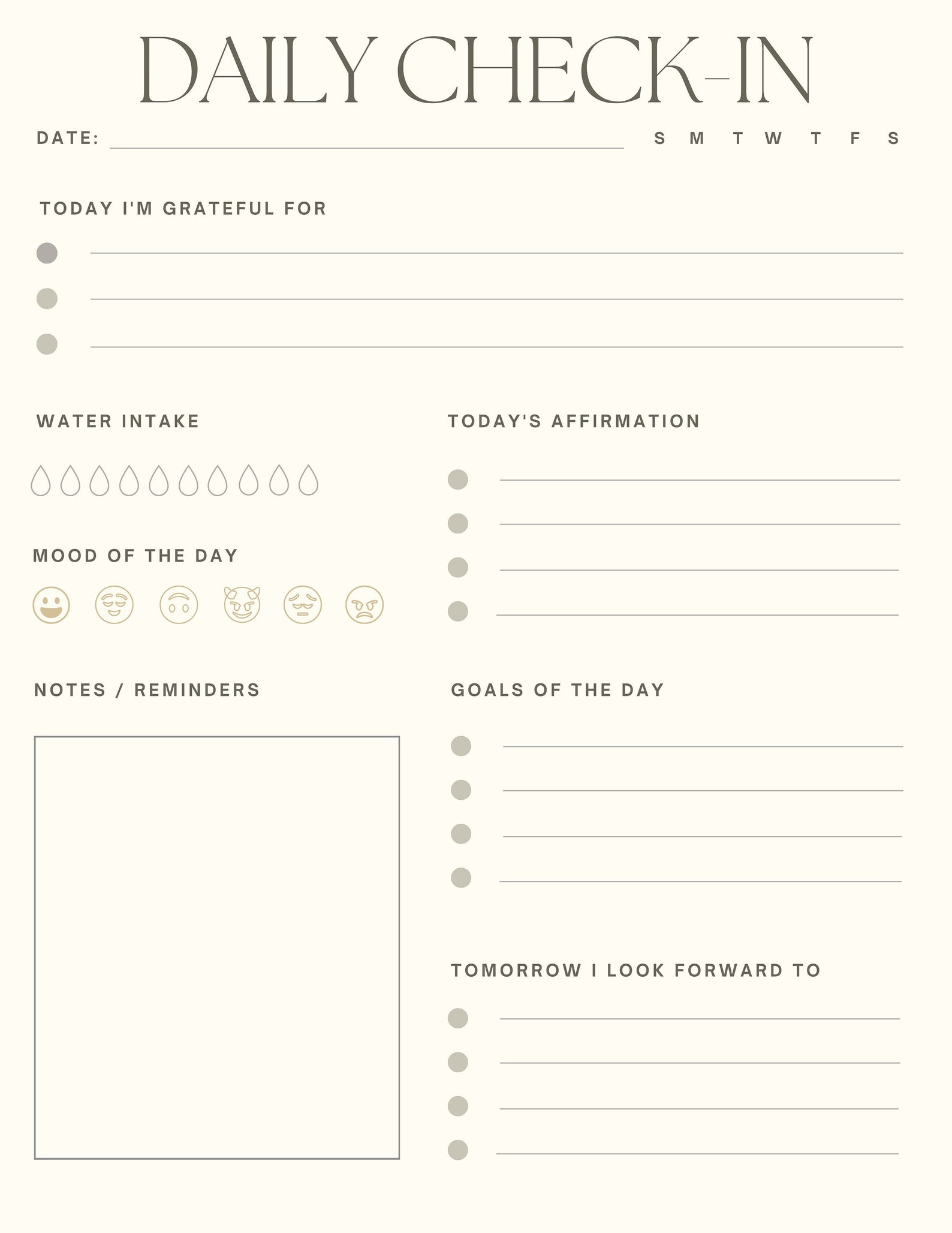 Daily Digital Check-in Planner - Etsy