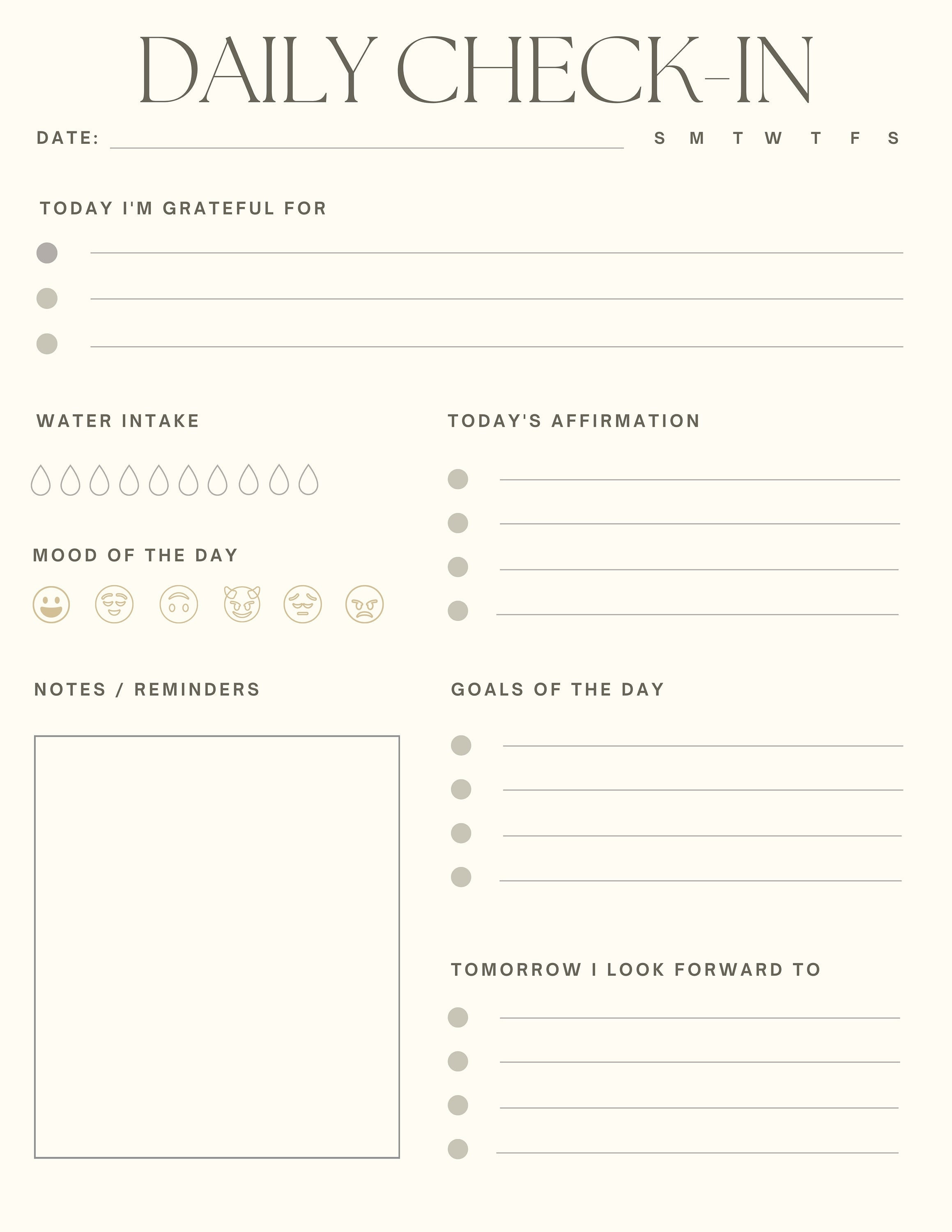 Daily Digital Check-in Planner - Etsy