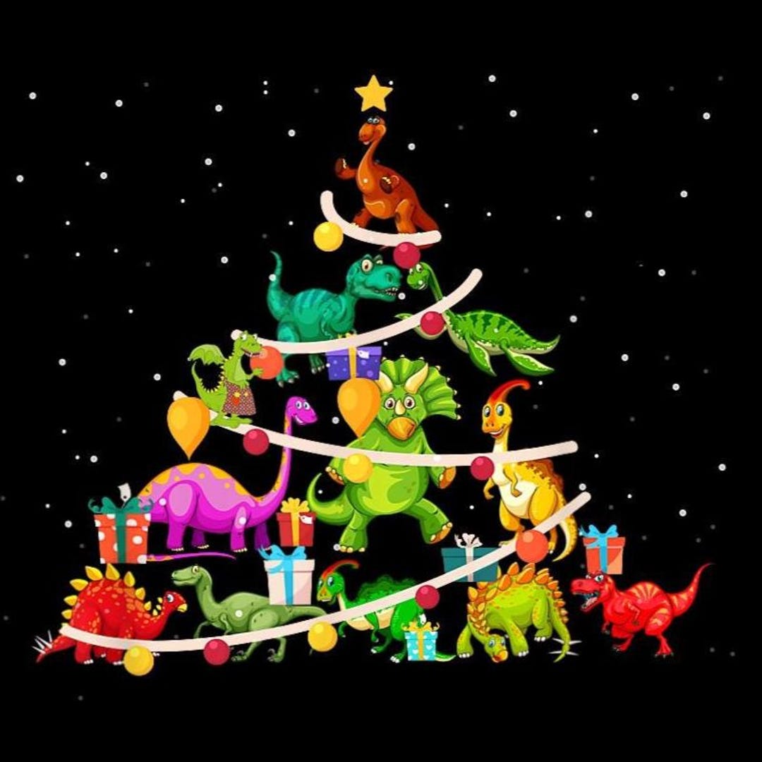 Dinosaur Christmas Tree PNG, Cute Dino Holiday Clipart, Funny Christmas ...