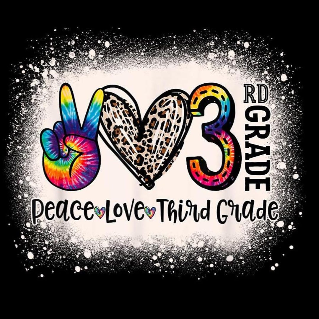 Peace Love Third Grade PNG, Back to School, 3rd Grade, Third Grade ...