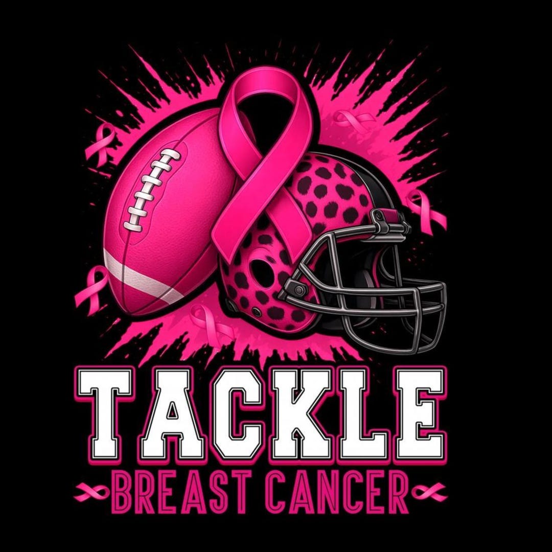 Tackle Cancer Pink Ribbon Football PNG, Breast Cancer Awareness ...