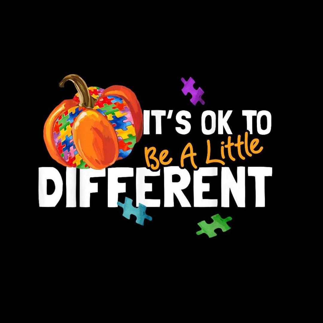 Autism Pumpkin PNG, It's OK to Be Different, Halloween Neurodiversity ...