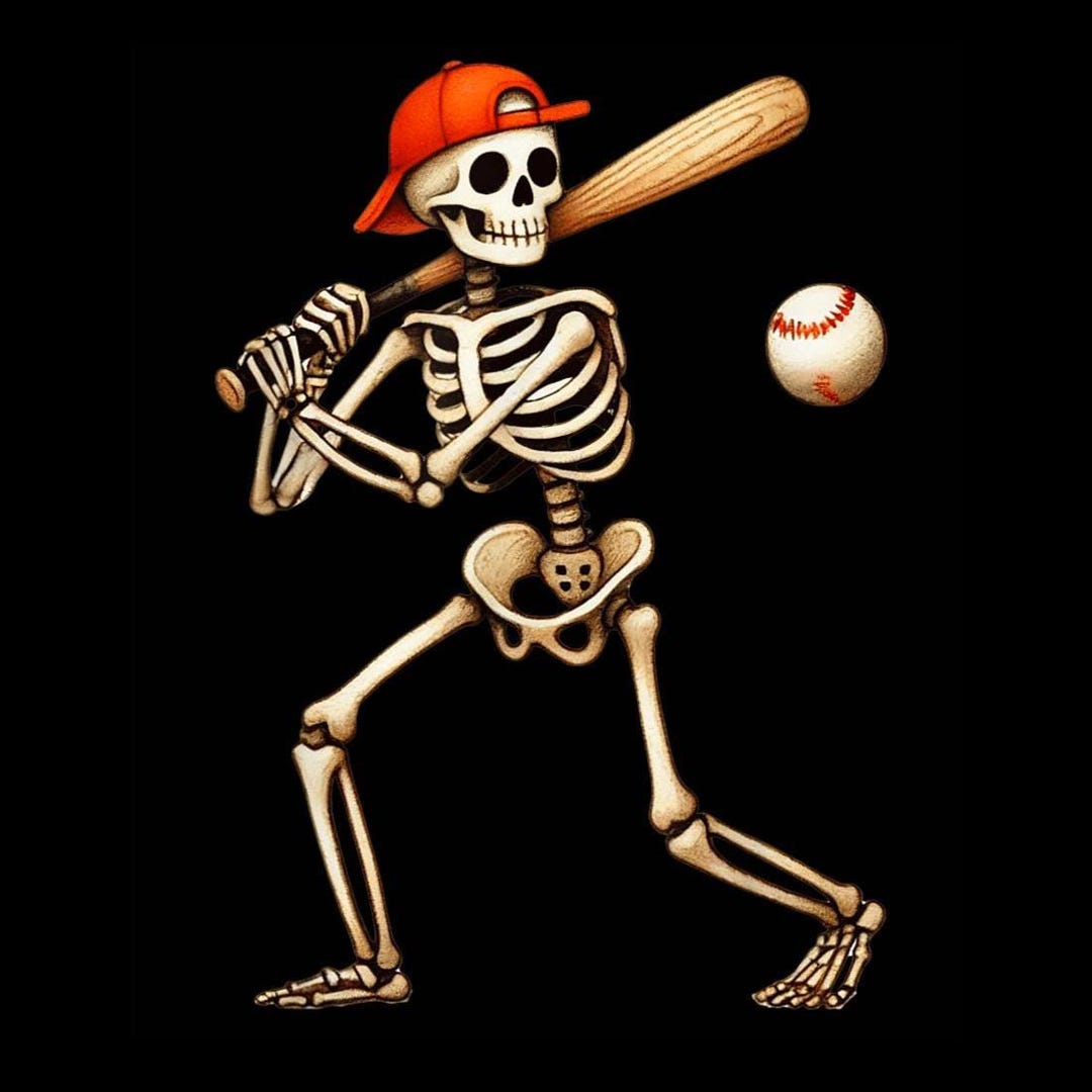 Skeleton Baseball Halloween PNG, Funny Spooky Baseball Player ...