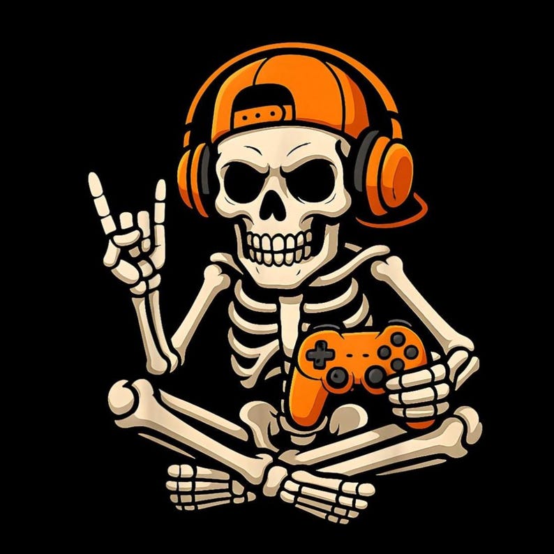 Skeleton Gamer PNG, Video Games, Halloween Gaming, Spooky Season, Funny ...