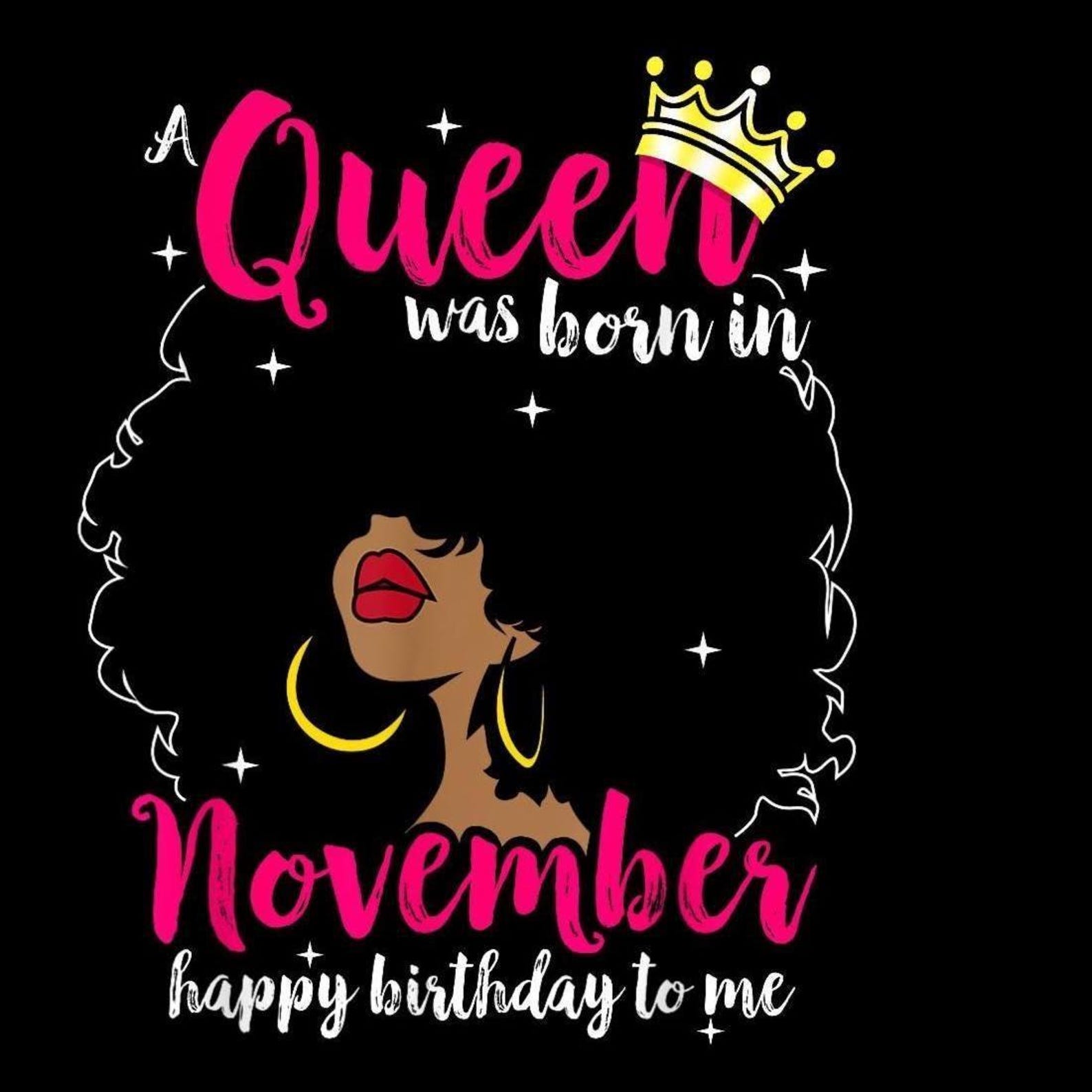 November Queen Birthday PNG, Crowned Birthday Girl Digital Download ...