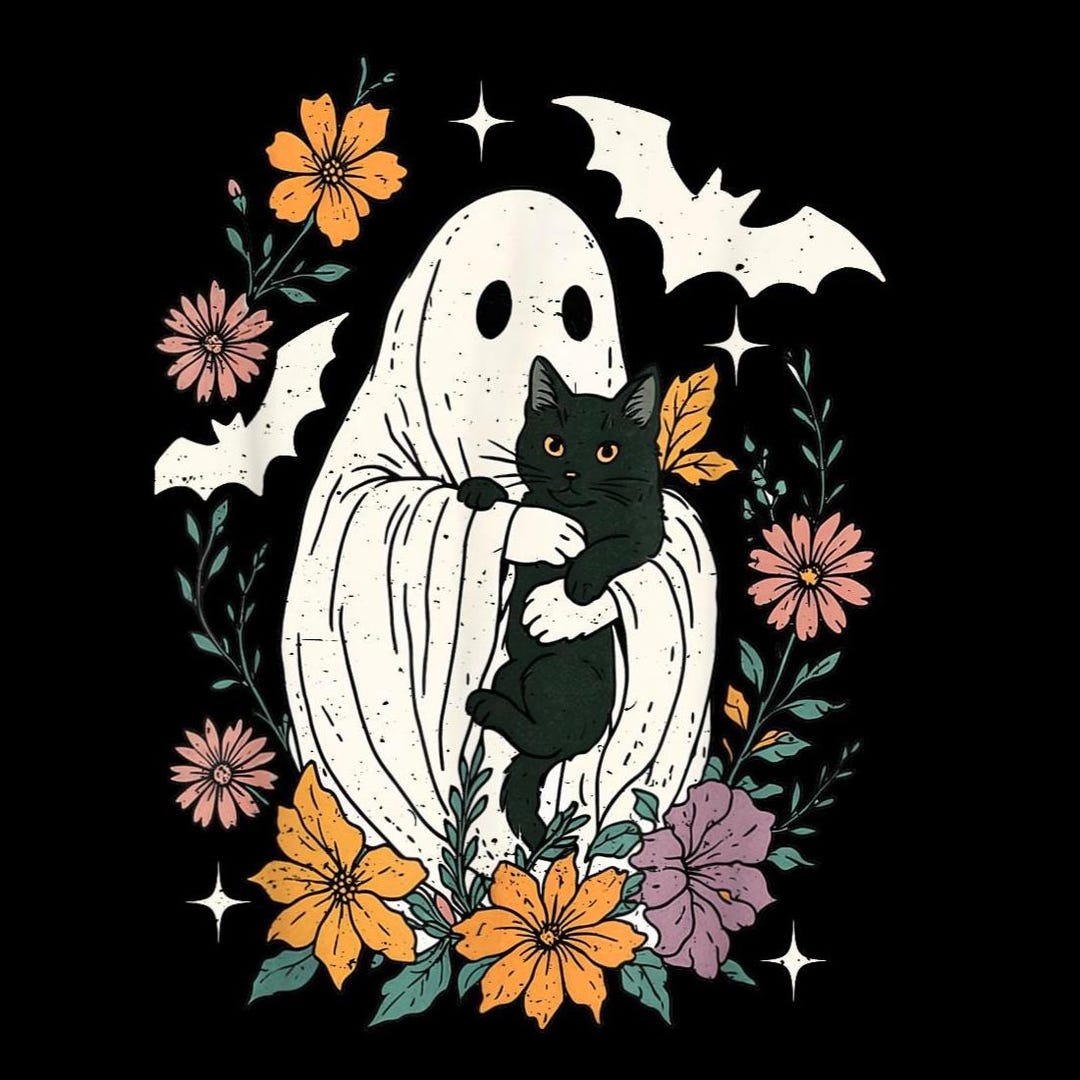 Halloween Cats Ghosts PNG, Cute Spooky Cat Shirt Digital Art, Witch Hat ...