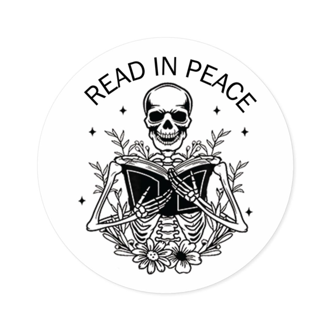Let Me Read in Peace Sticker | Skeleton Read Book in Peace Sticker - Etsy