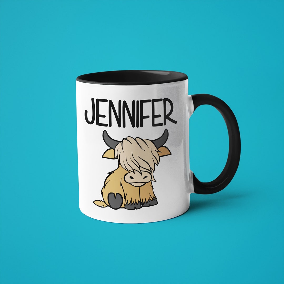 Custom Highland Cow Coffee Mug, Personalized Highland Cow Mug, Cute ...