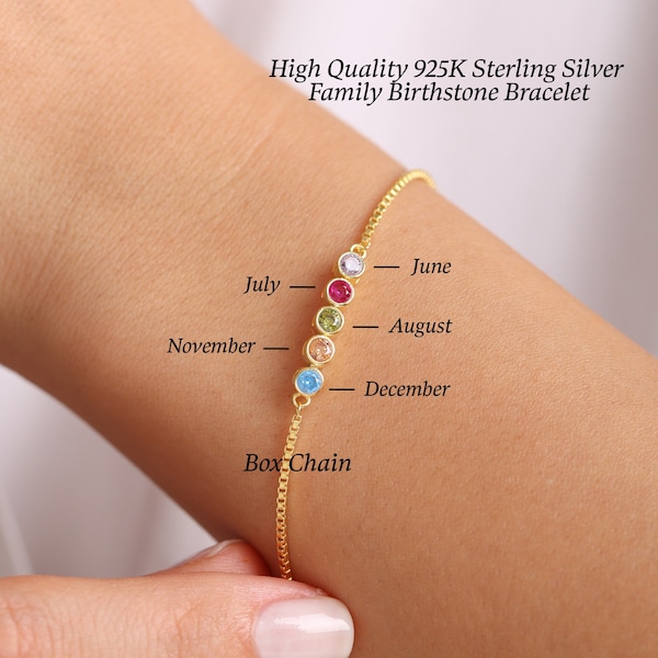 Birthstone Bracelet Thick Chain - Etsy