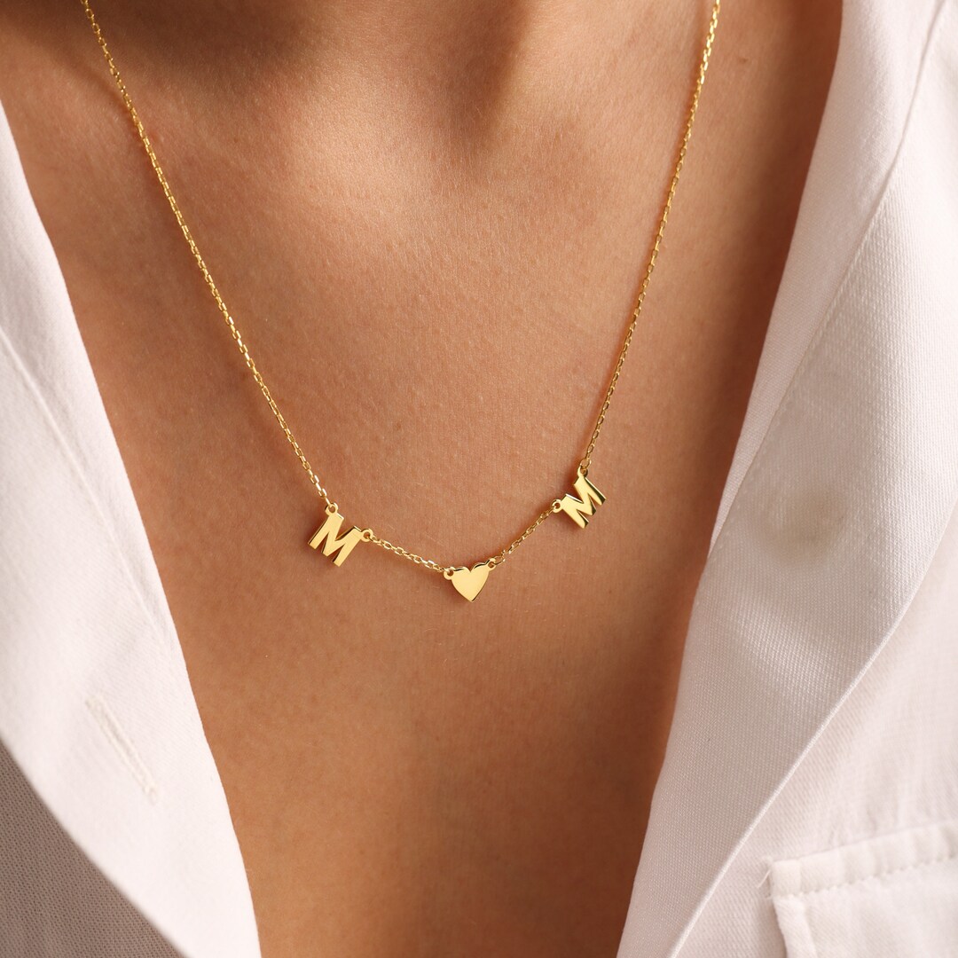 Initial Necklace, Name Necklace, Bridesmaid Gift, Moms Gift , Christmas ...
