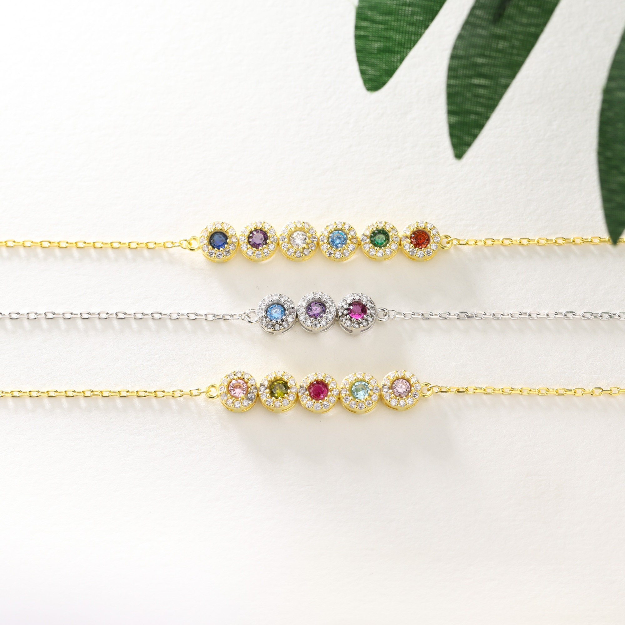 Custom Birthstone Bracelet, Birthstone Jewelry, Multiple Birthstone ...