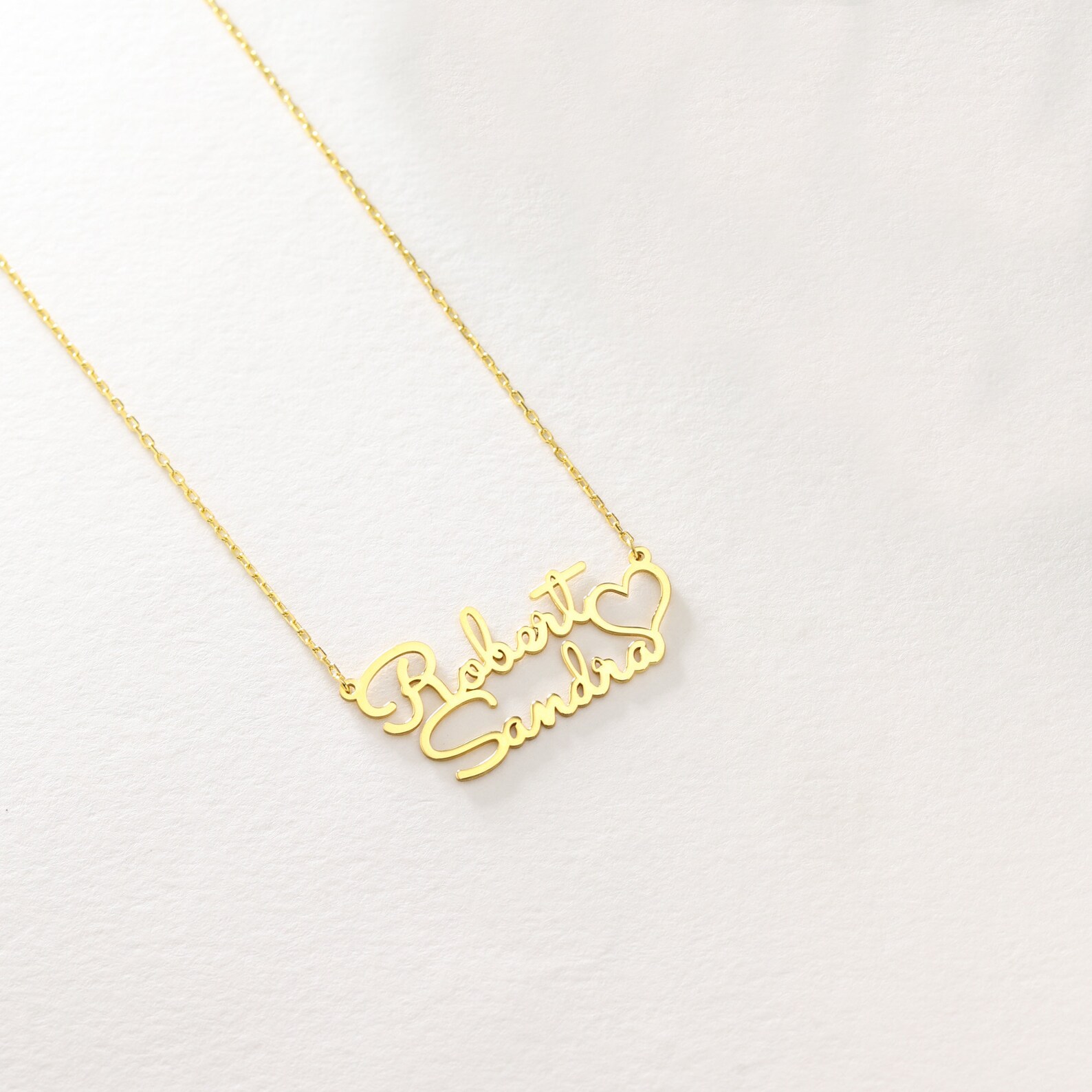 Two Kids Name Necklace for Mom, Double Name Necklace, Gold Couple Name ...