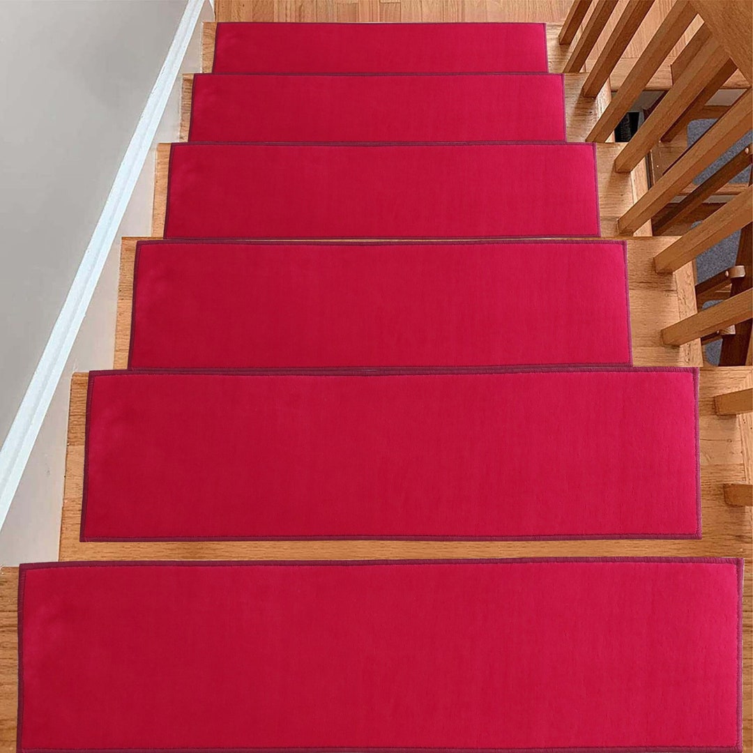 Red Stair Rug, Red Stair Runner, Stair Treads Carpet, Stair Decor Rug ...