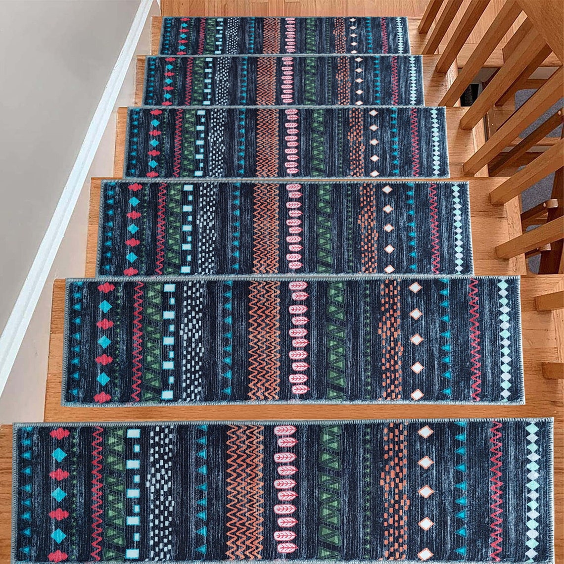 Colorful Stair Rug, Stair Treads Carpet, Stair Runner Rug, Step Carpet ...