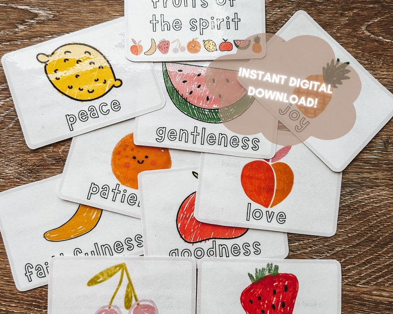 Fruit of the Spirit Flashcards, Bible Verse Cards (PDF Pattern) - Etsy