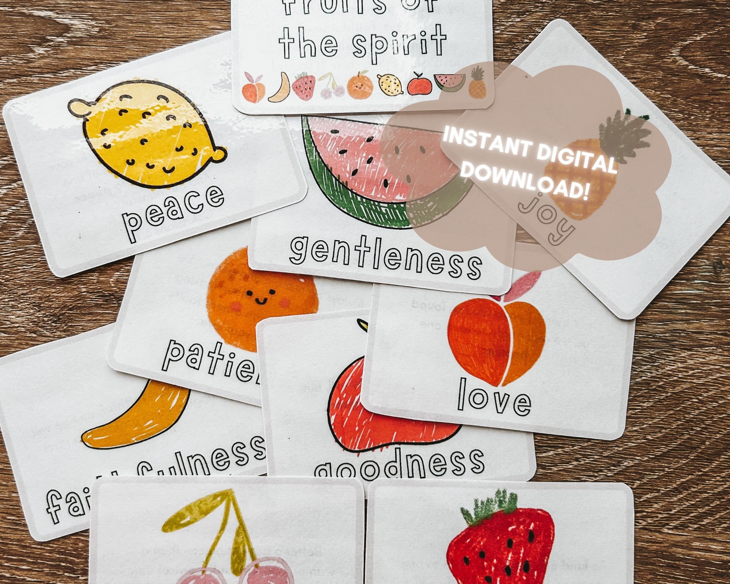 Fruit of the Spirit Printable Flashcards, Homeschool Printable, Bible ...