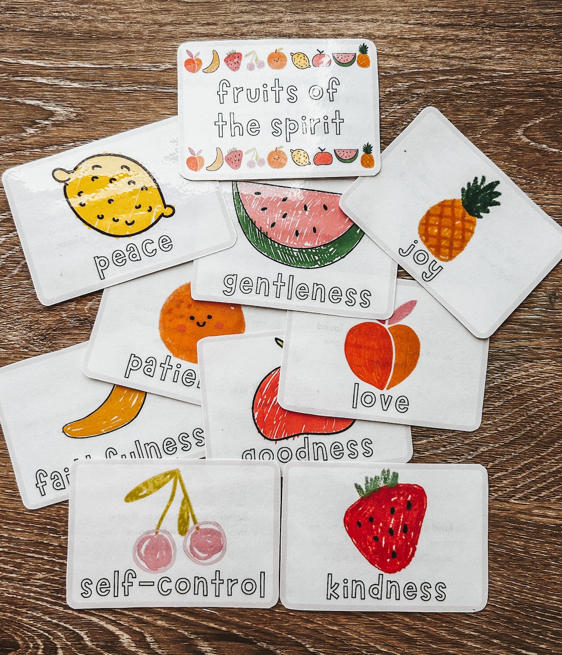 Fruit of the Spirit Flashcards, Bible Verse Cards (PDF Pattern) - Etsy