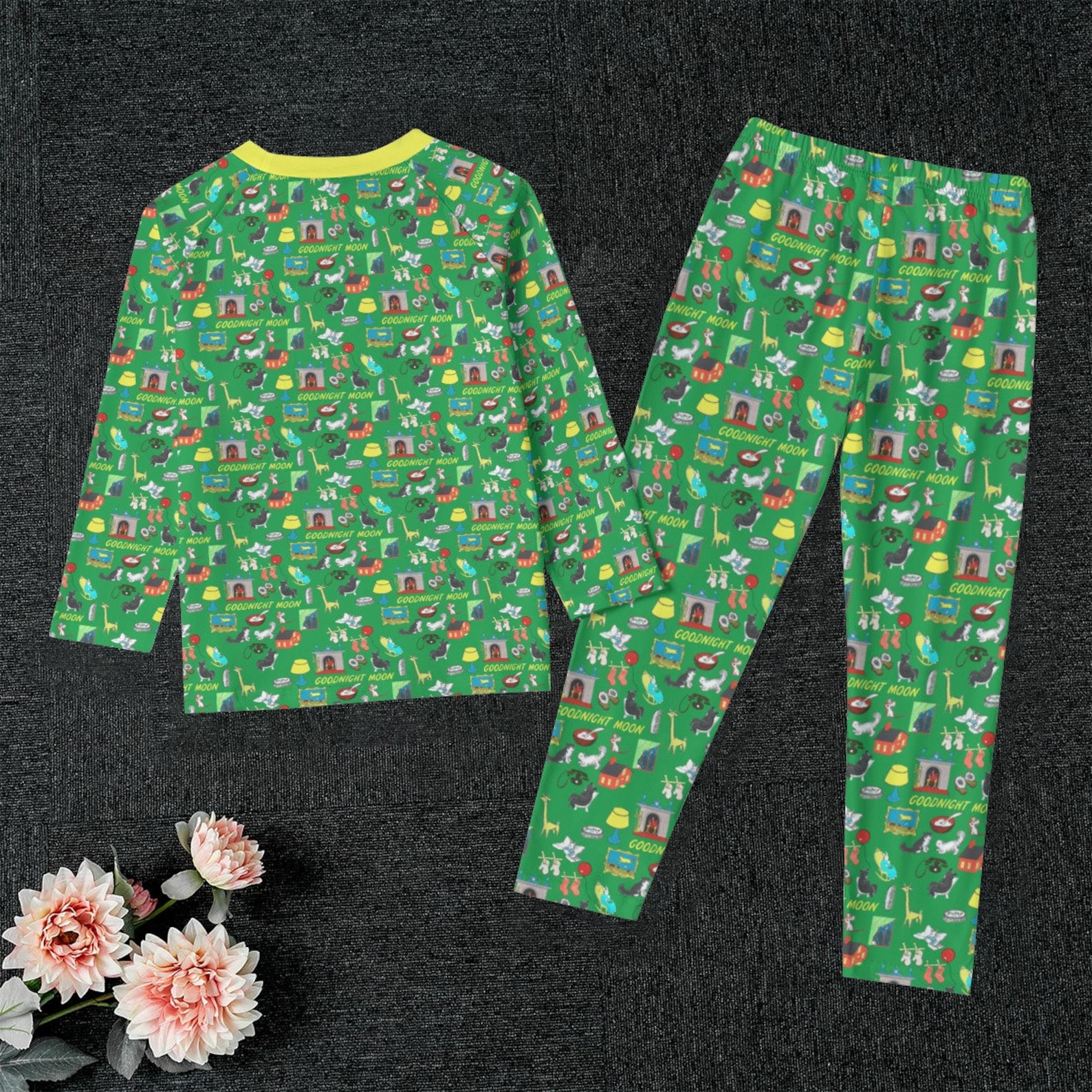Goodnight Moon Kid's Raglan Sleeve Pajamas With Wide Ankles - Etsy
