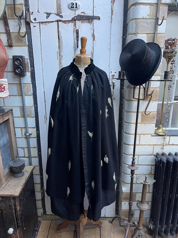 Antique Dutch handmade long black wool cape cloak one… - Gem