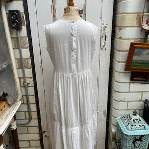 Antique Handmade Plain White Cotton Shift Dress With Double Layer Hem ...