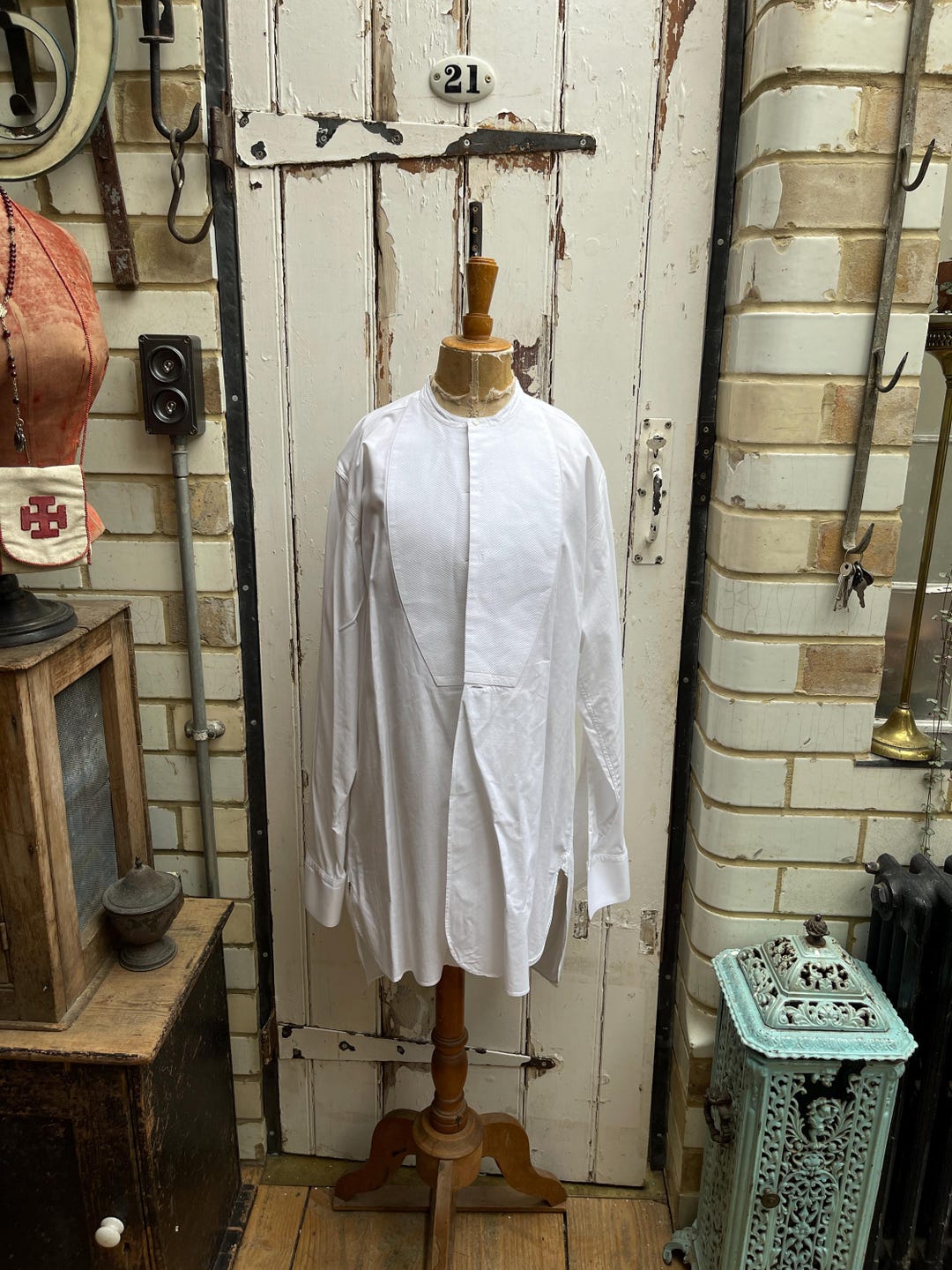 Antique Vintage English Moss Bros White Cotton Dress Shirt Size M - Etsy