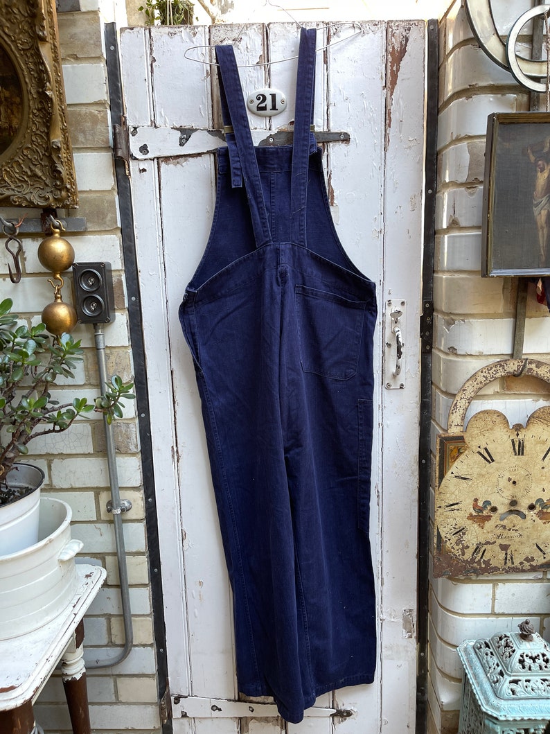 Antique Vintage Leader Overalls Navy Blue Cotton Dungarees Workwear ...