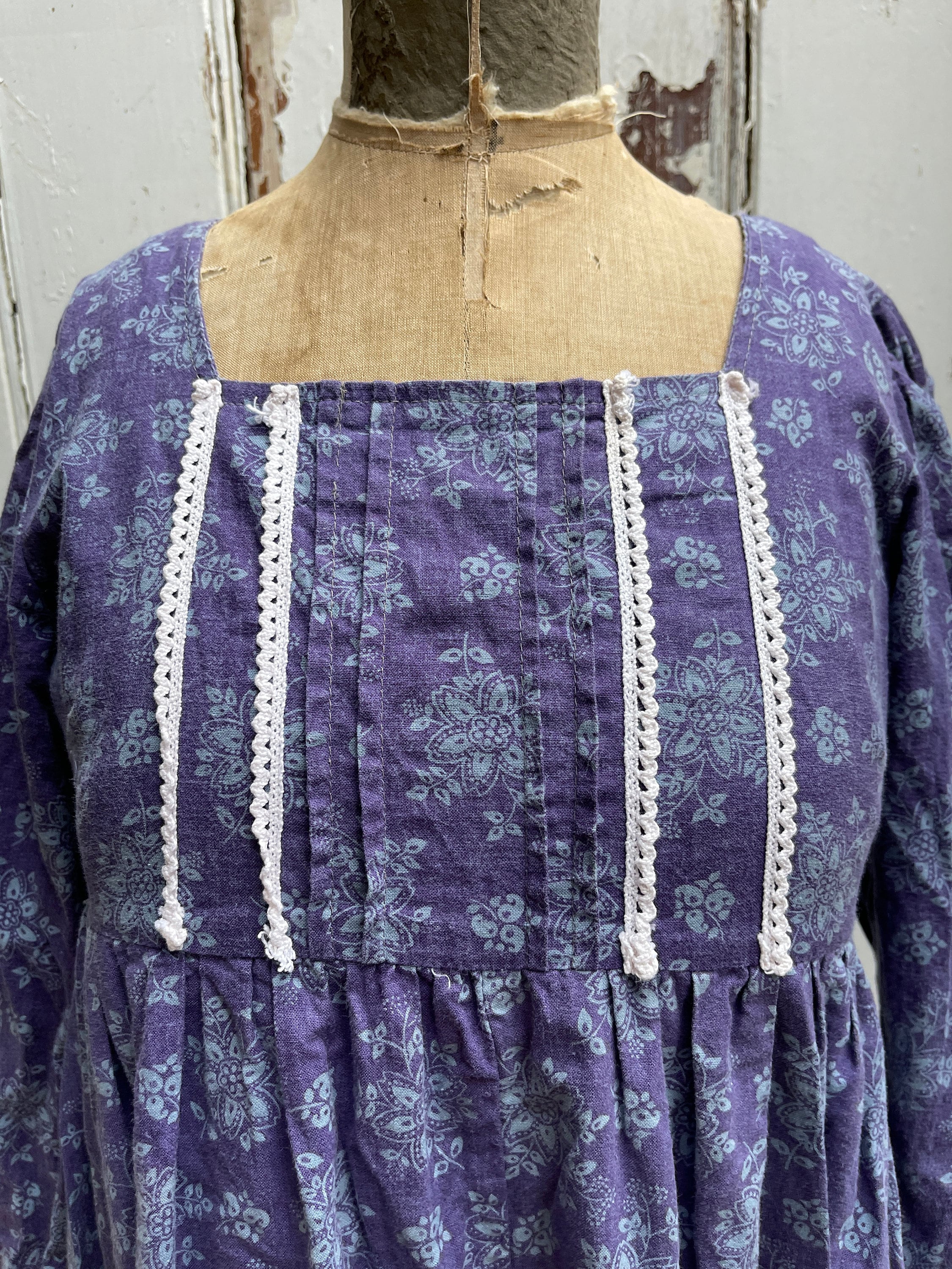 Vintage Laura Ashley 70s Dyers and Printers Wales Long Purple Cotton ...