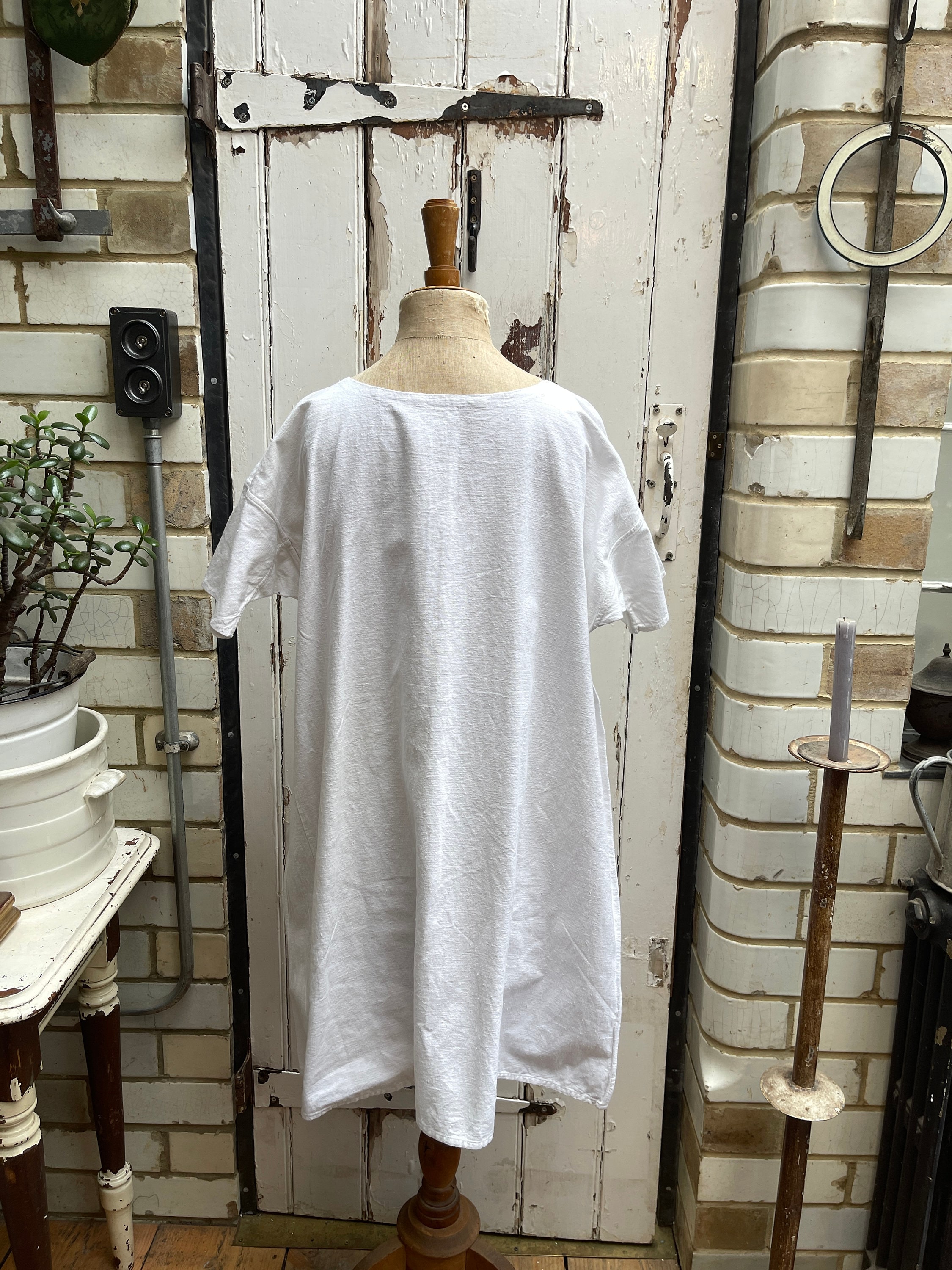 Antique Dutch Handmade White Cotton Tunic Shift Dress Smock Size L - Etsy