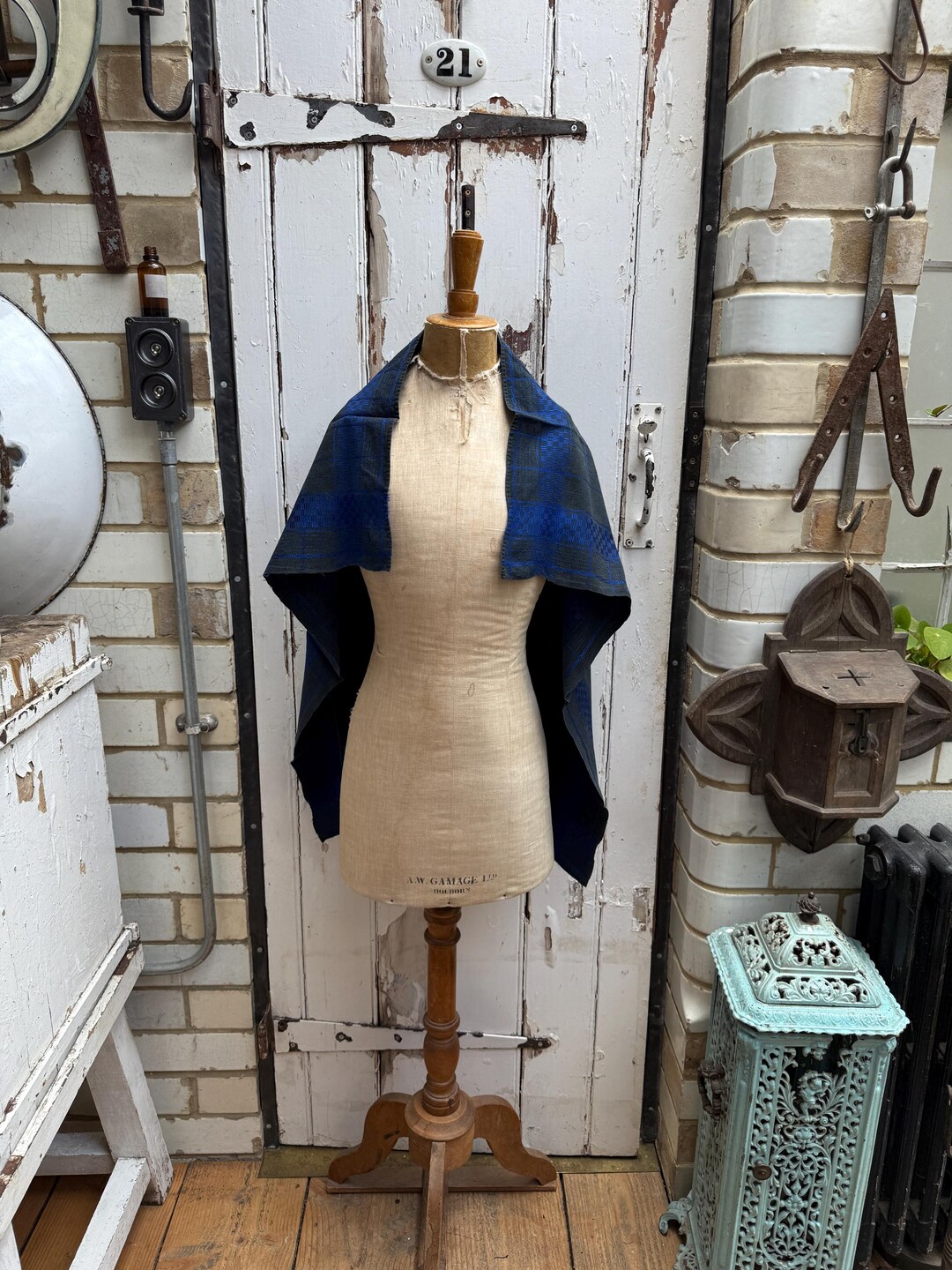 Antique Dutch Handmade Black and Blue Cotton Check Scarf Headscarf - Etsy