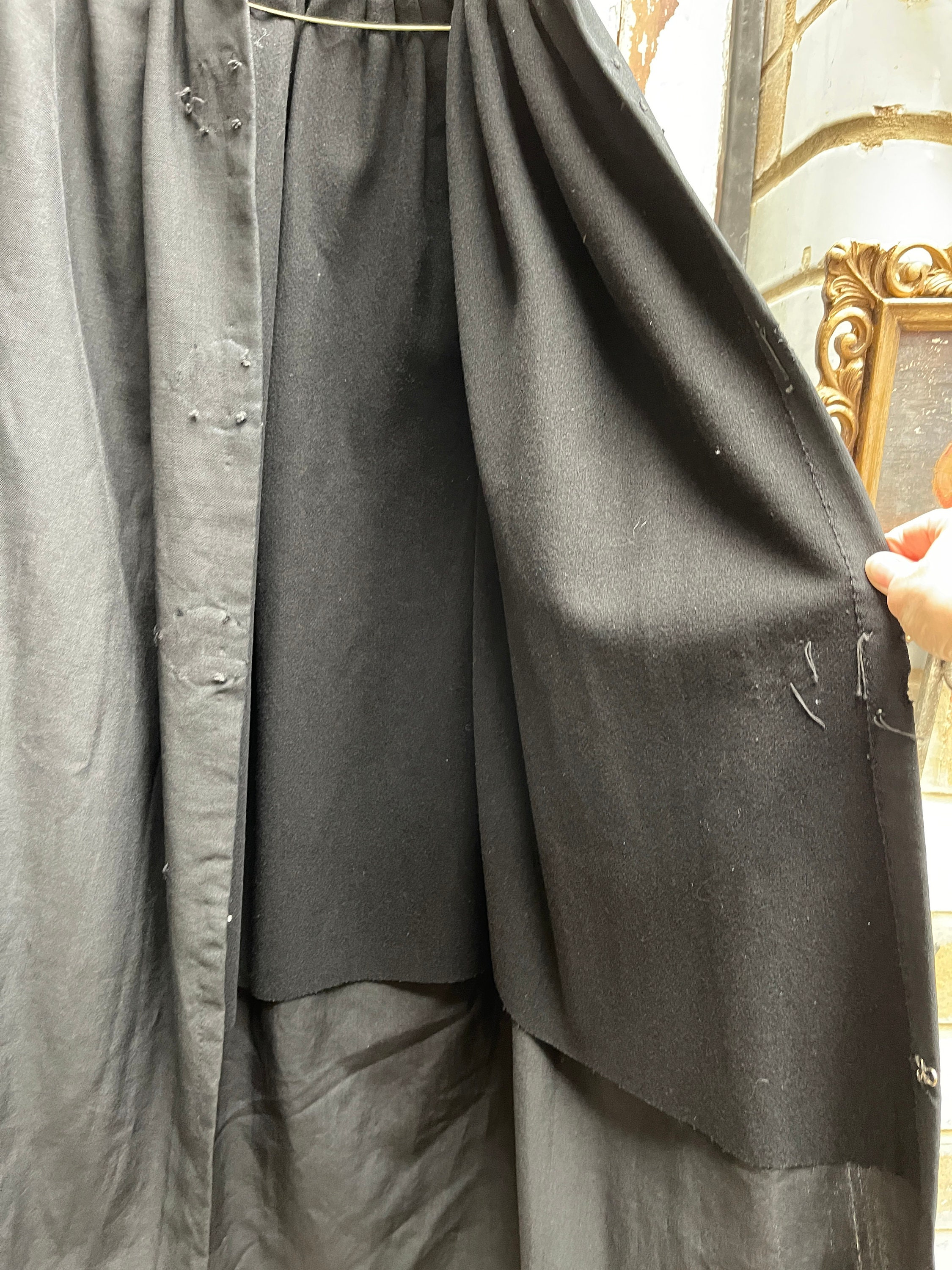 Antique Dutch Handmade Long Black Wool Cape Cloak With Velvet Collar ...