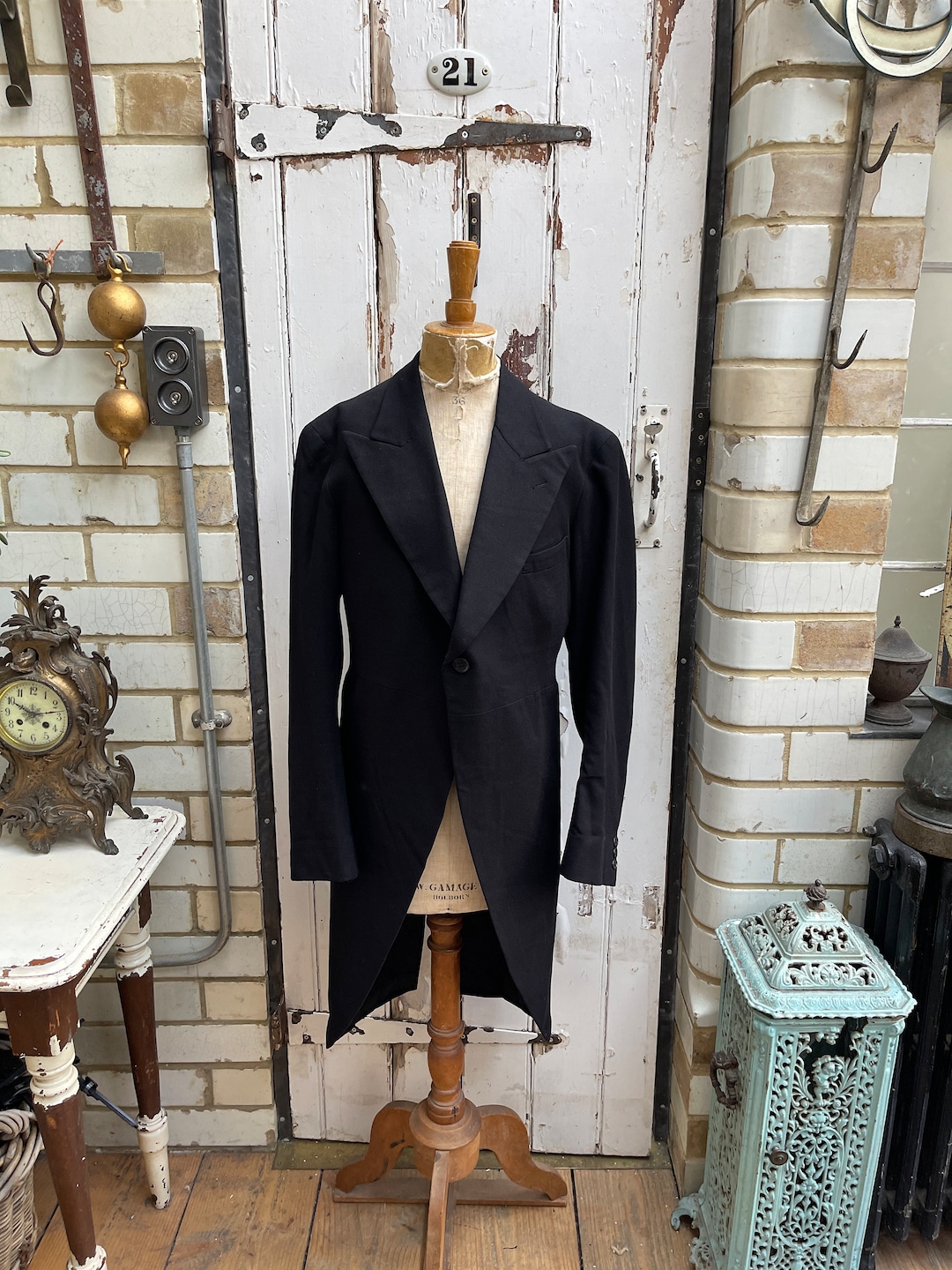 Antique Black Wool Long Jacket Mourning Morning Coat by Elias Nicolaou ...