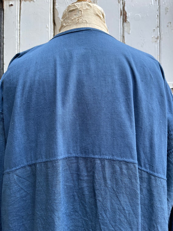 Antique French blue linen dress smock size M/L - Gem