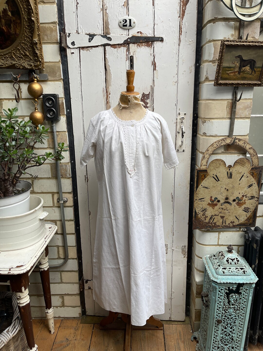 Antique French White Linen Cotton Metis Dress Initials CE Size S/M - Etsy