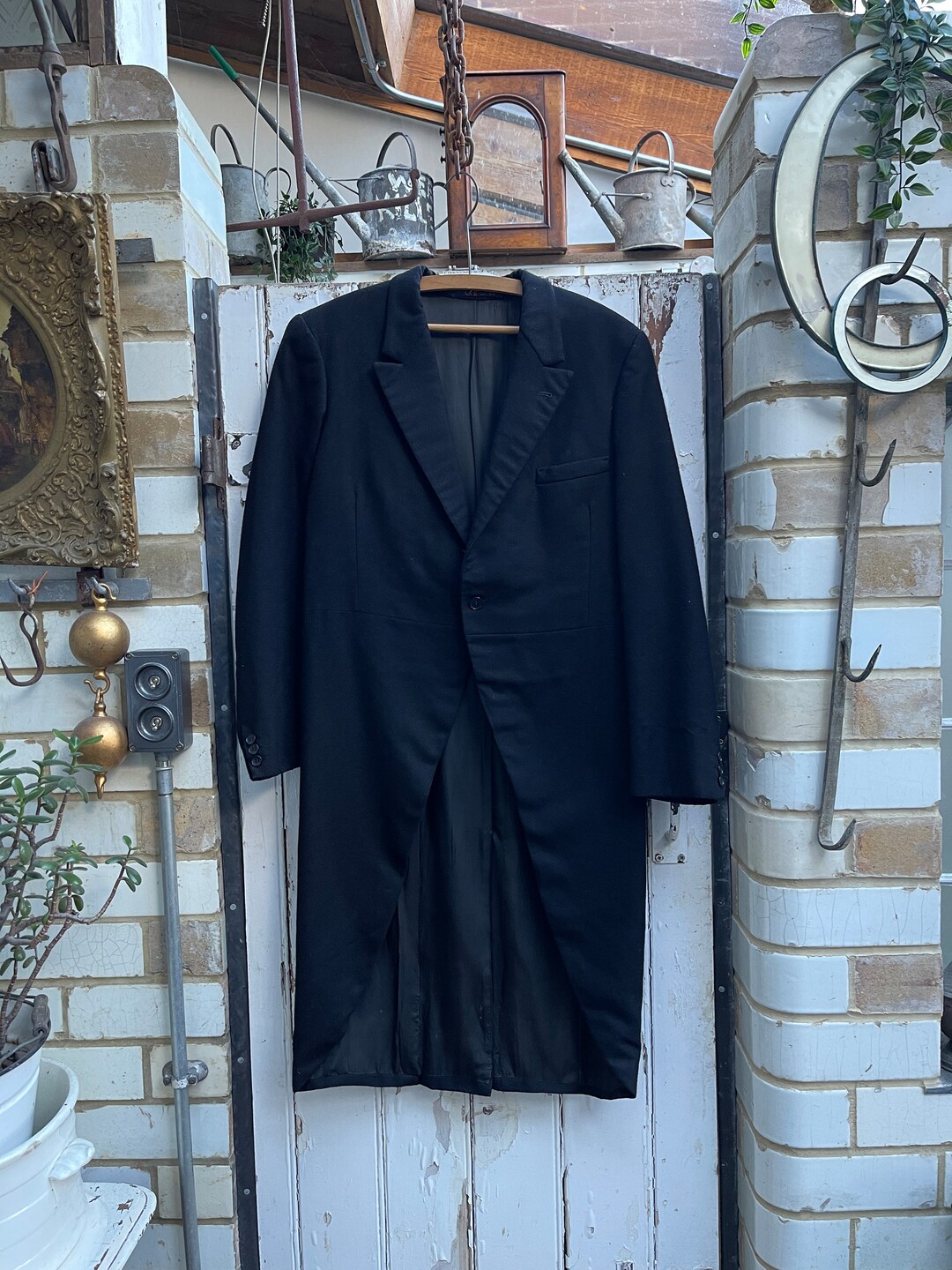 Antique Black Wool Long Jacket Mourning Morning Coat Size M - Etsy